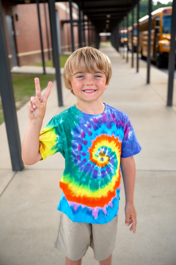 Boys Tie-Dye Soft Organic Cotton Jersey Short Sleeve Crew Tee | Rainbo ...