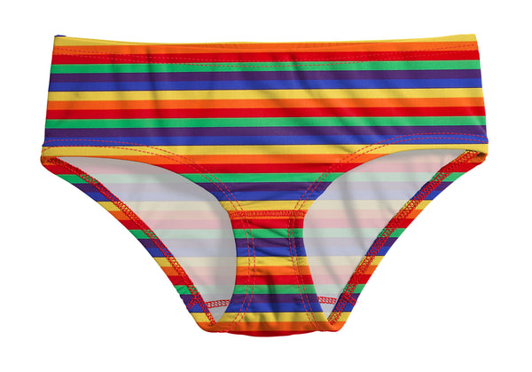 Girls UPF 50+ Printed Swim Briefs | Rainbow Print - City Threads USA