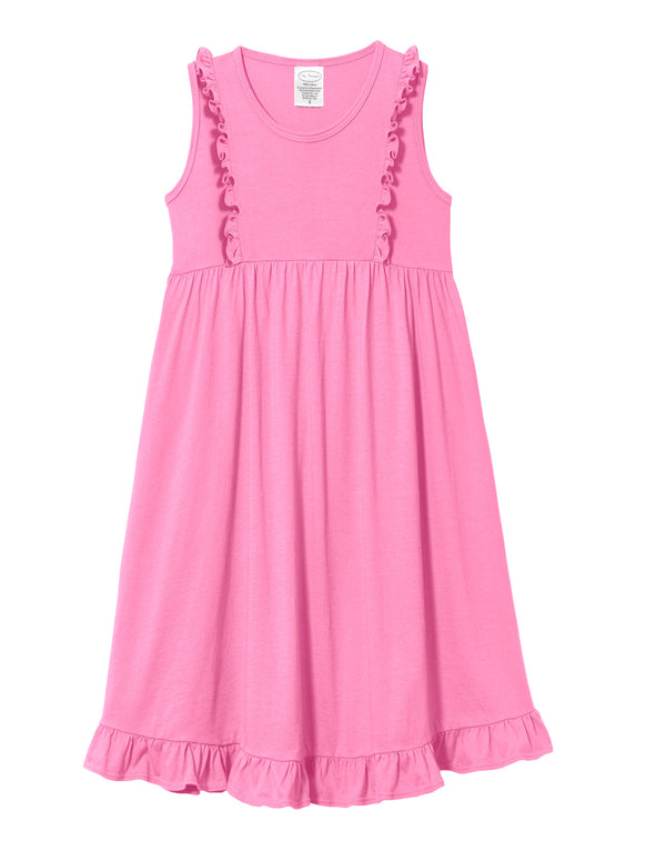 Girls Soft Cotton Jersey Flutter Tank Dress | Medium Pink - City ...